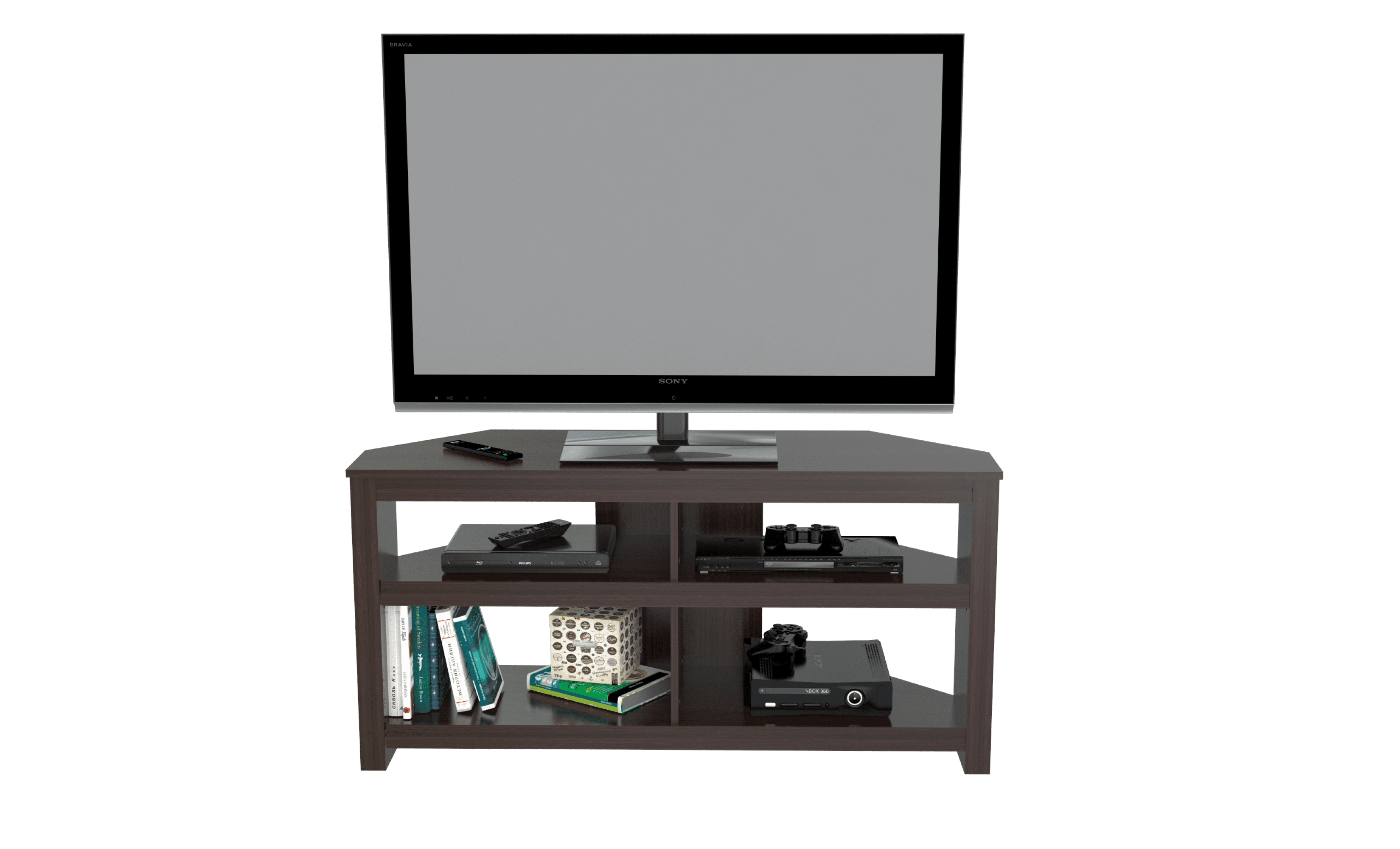 Inval 4-Shelf Corner TV Stand for TVs up to 60”, Espresso - Walmart.com