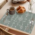 Abstracts Lines Cotton Linen Placemats Set of 6, Vintage Leaf Vines ...