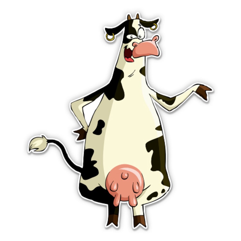 Hipster Funny Cow - 12" Vinyl Sticker Waterproof Decal - Walmart.com ...