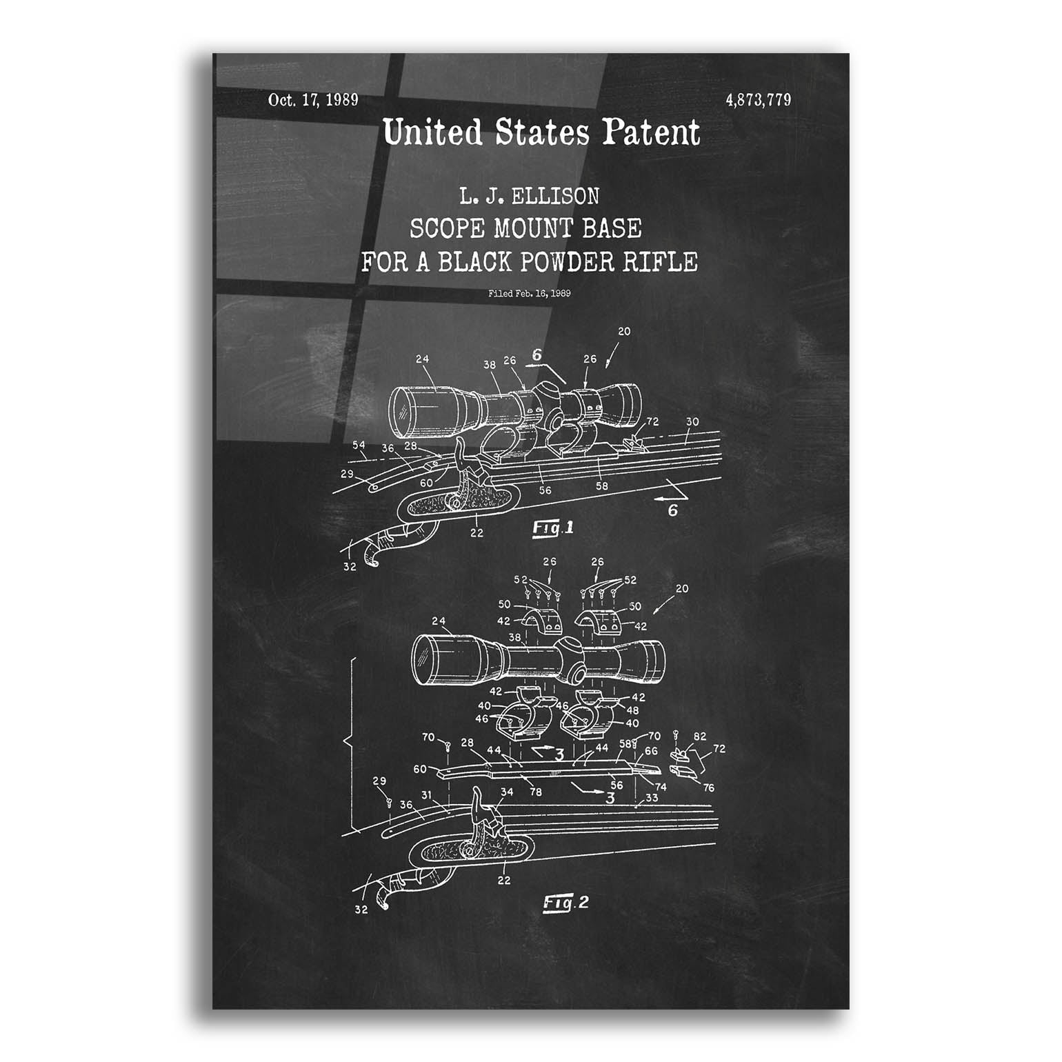 Epic Art 'Scope mount base Blueprint Patent Chalkboard,' Acrylic Glass ...