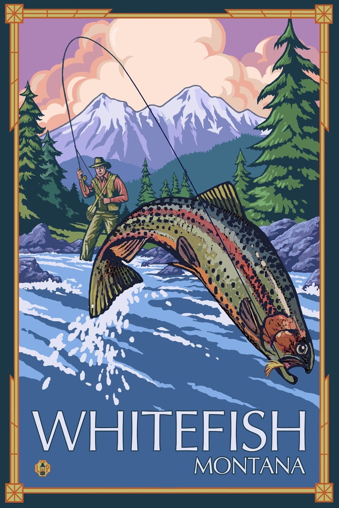 Whitefish, Montana, Fisherman (16x24 Giclee Gallery Art Print, Vivid ...