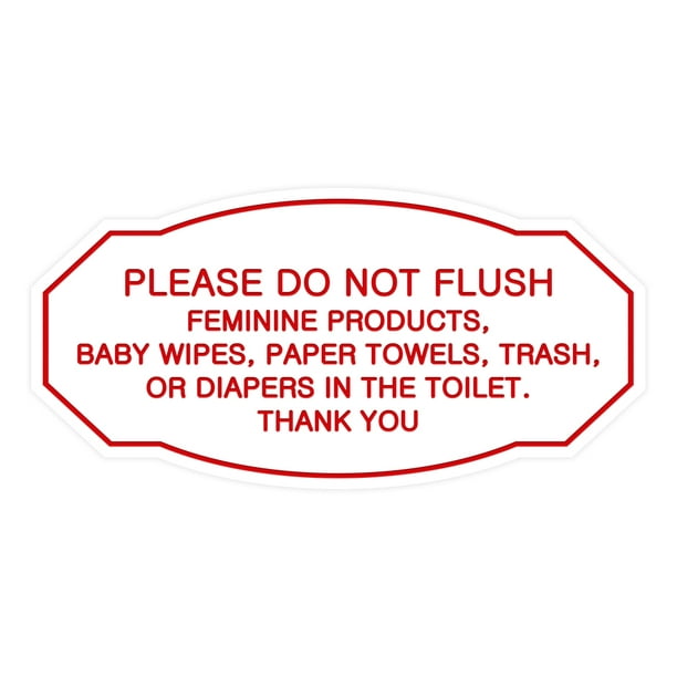 Victorian Please Do Not Flush Etiquette Sign (White/Red) - Large 5" X ...