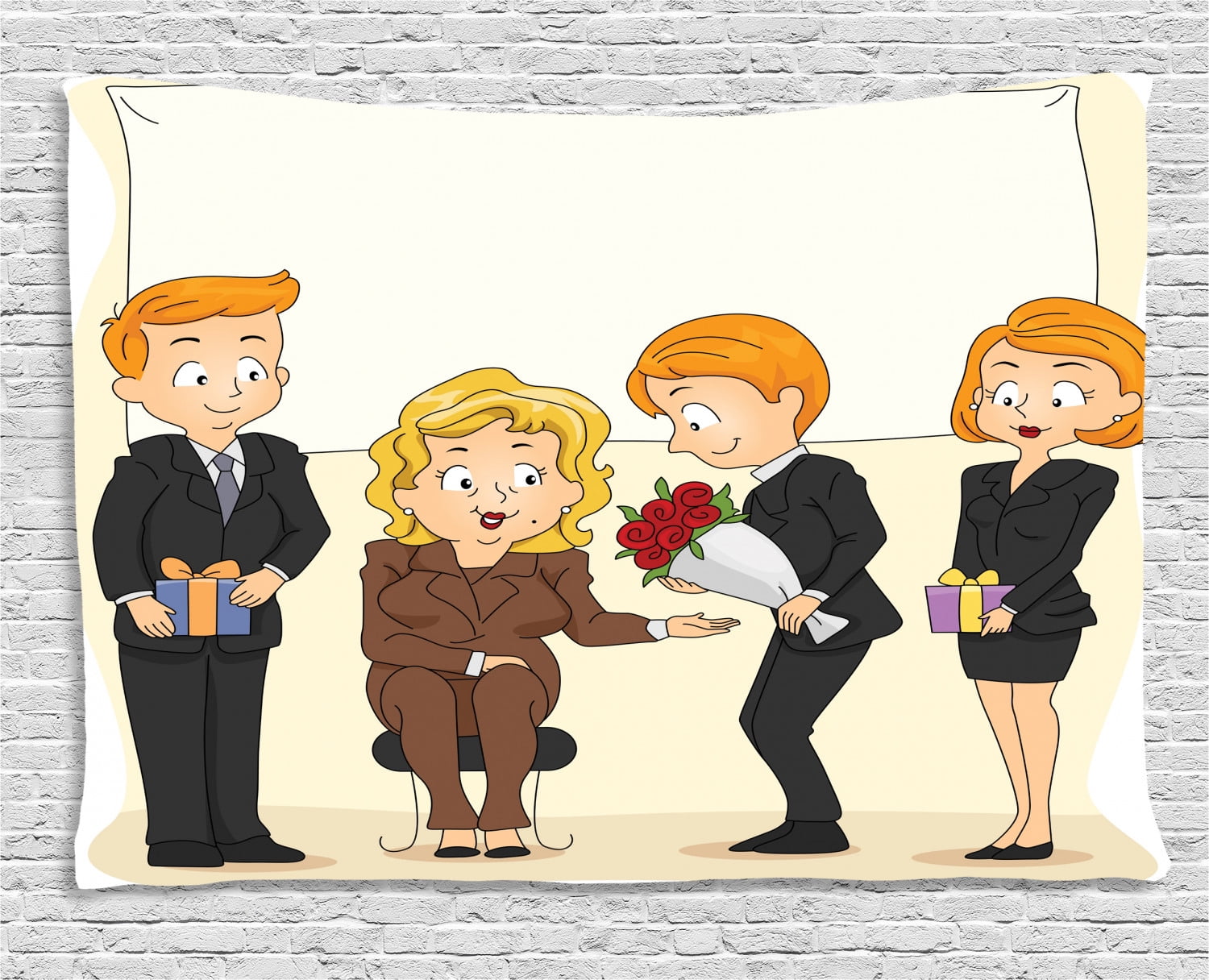 Retirement Party Tapestry, Illustration of a Retirement Party Coworkers ...