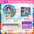 Little Mermaid Party Decorations, 61Pcs Dinnerware Set for 20, Includes ...
