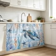 Blue Sea Turtle Cabinet Curtain, Nautical Coastal Starfish Shell Bubble ...