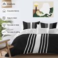 Abstract White Striped California King Duvet Cover Set, Simple Black ...