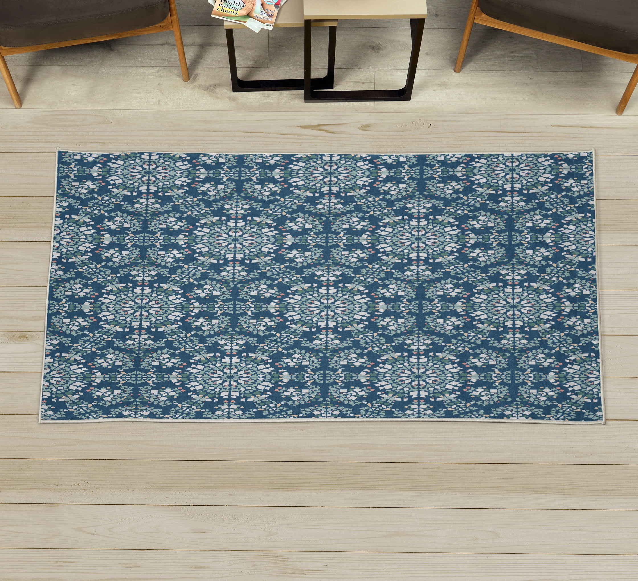 Mosaic Decorative Rug, Antique Roman Time Inspired Rock Design with ...