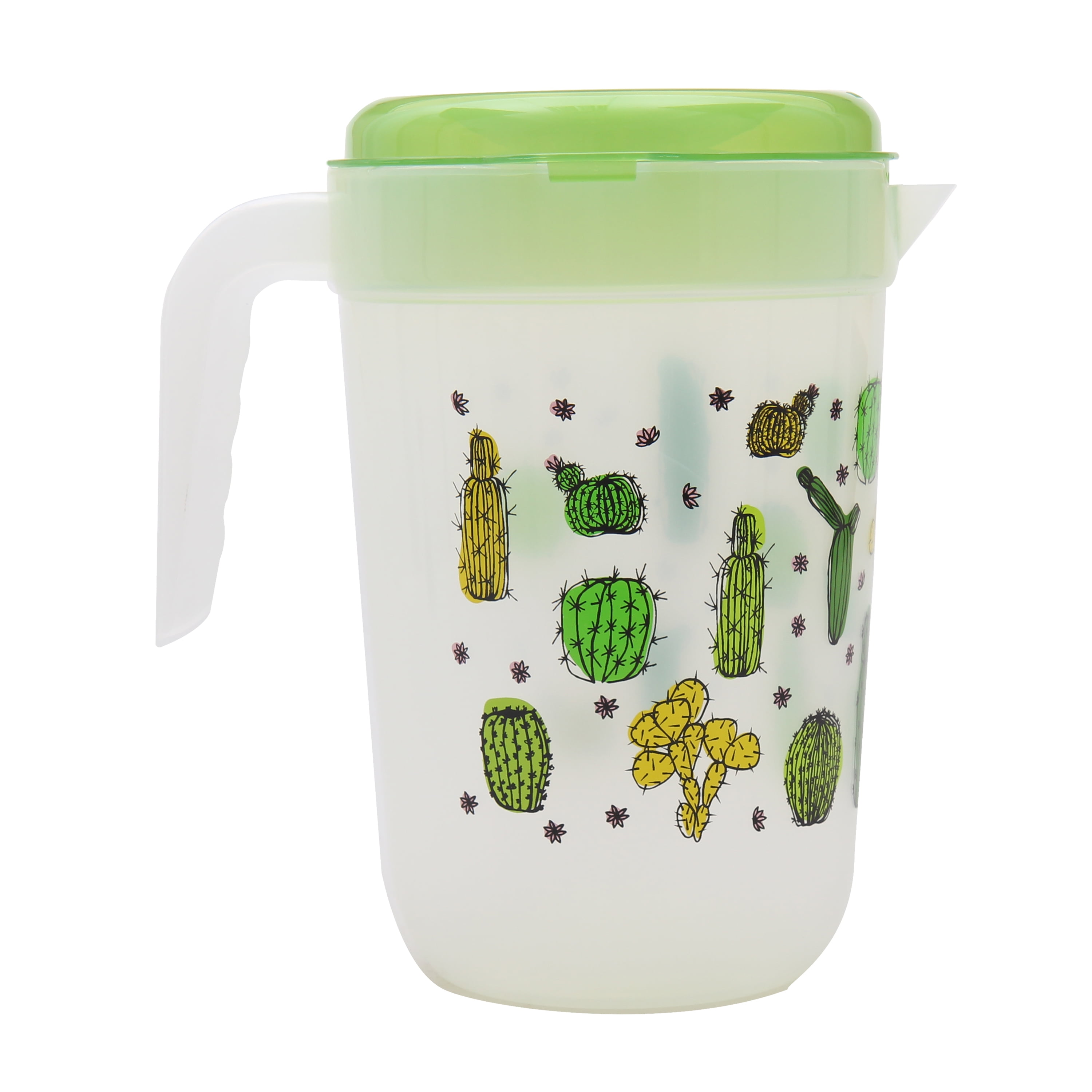 Vintage Cacti Floral Pattern Retro Yellow Blue Red White Libbey Pitcher ...