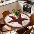 Fitted Tablecloth for Round Table, Retro Red Country Star Table Cover ...