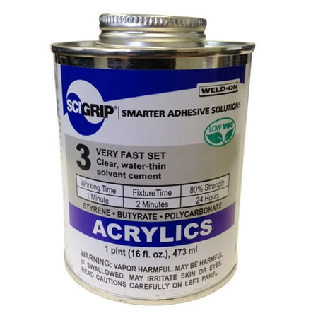 SCIGRIP 3 Acrylic Solvent Cement, Low-VOC, Water-thin, 1 Pint Can with ...