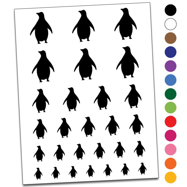 Chill Penguin Silhouette Water Resistant Temporary Tattoo Set Fake Body ...