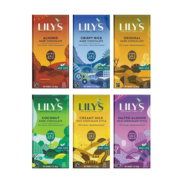 Lily's Chocolate Variety 6 Pack | Stevia Sweetened, No Added Sugar, Low ...