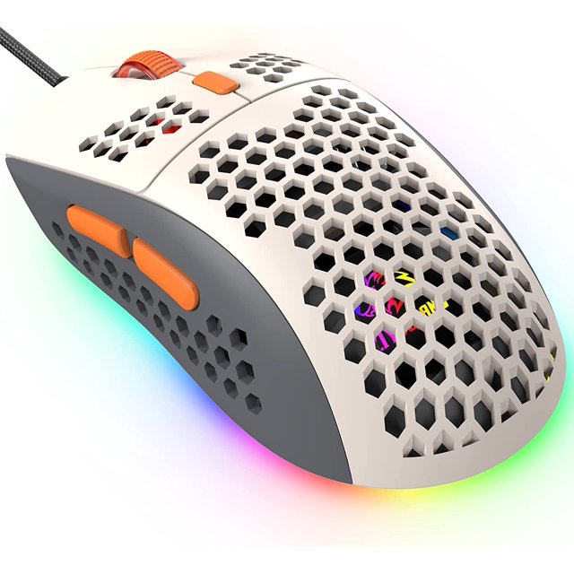 M8 Ultralight Wired Gaming Mouse, Lightweight Honeycomb Shell, 6 RGB ...