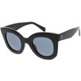 Womens Oversize Chunky Cat Eye Sunglasses Round Lens 46mm Black