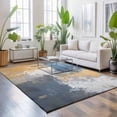 Area Rug 5x7ft Blue Gray Yellow Washable Area Rugs for Living Room ...