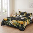 Yellow Lemon Wreath 3 Piece Quilt Bedding Set with 2 Pillow Shams ...