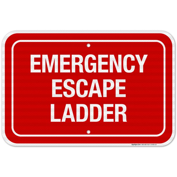 Emergency Escape LAdder Sign, Fire Safety Sign, - Walmart.com