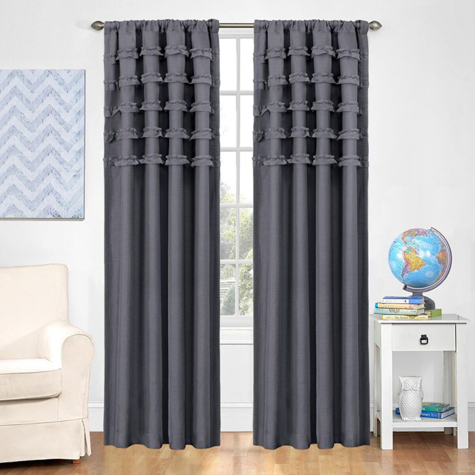 Eclipse Ruffle Batiste Blackout Window Curtain Panel - Walmart.com