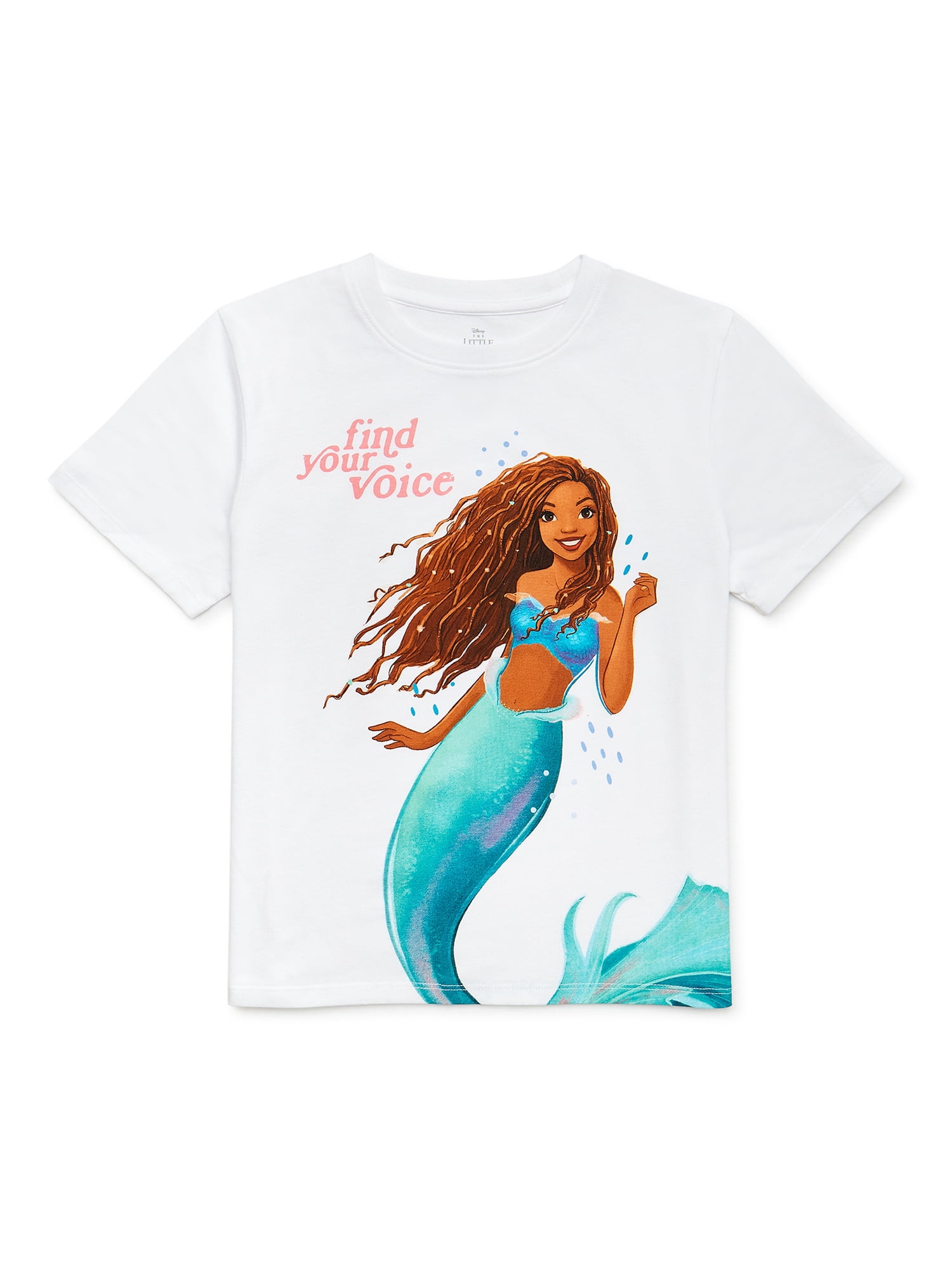 Little Mermaid Girls Graphic T-Shirt with Short Sleeves, Sizes 4-16 ...