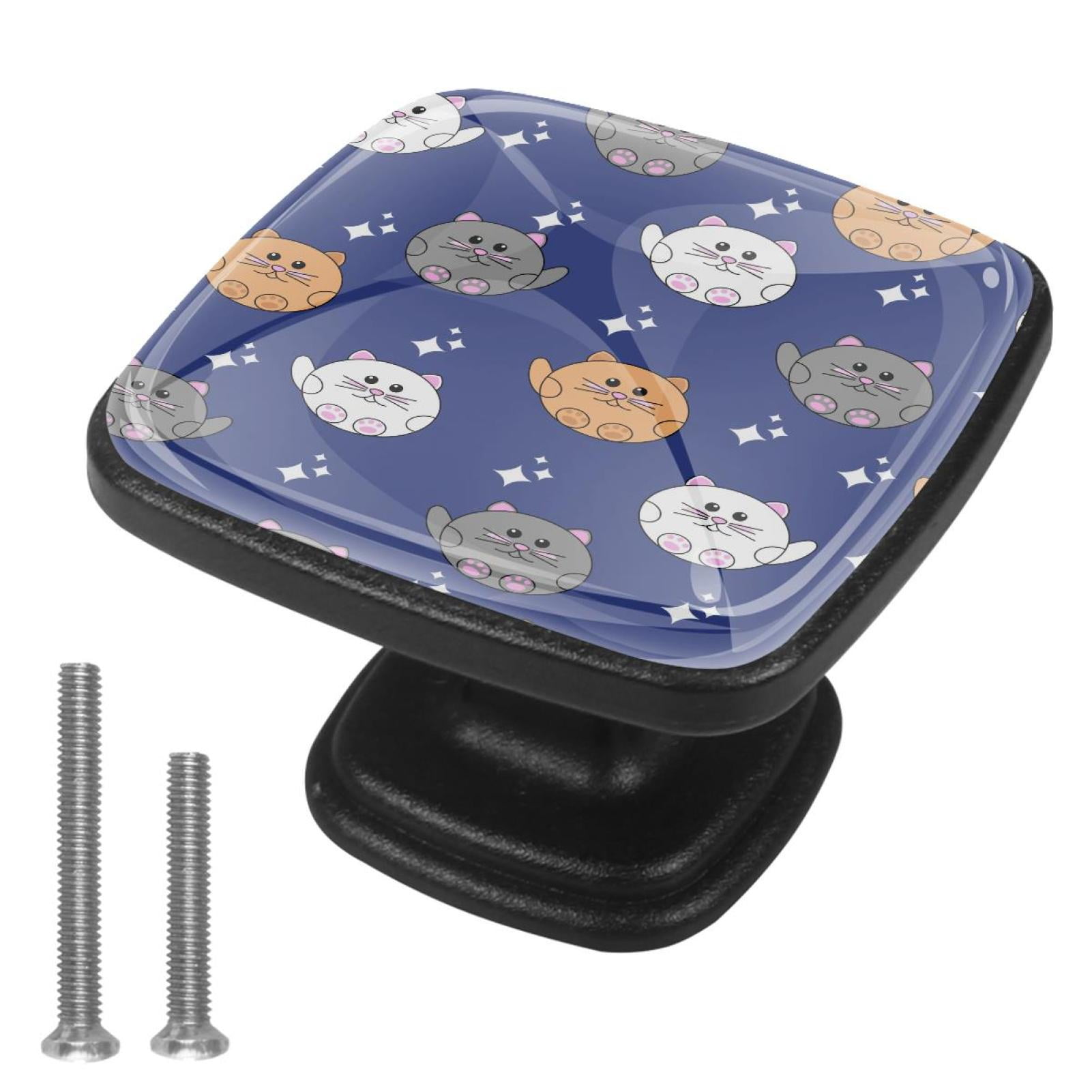 4 Pcs Cabinet Handle Drawer Pulls Cats Knobs with Screws Square ...