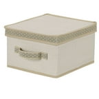 Household Essentials Medium Canvas Storage Box with Brown Trim ...
