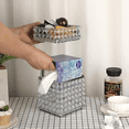 Square Tissue Box Cover- Crystal Cube Tissue Box with Storage Tray ...