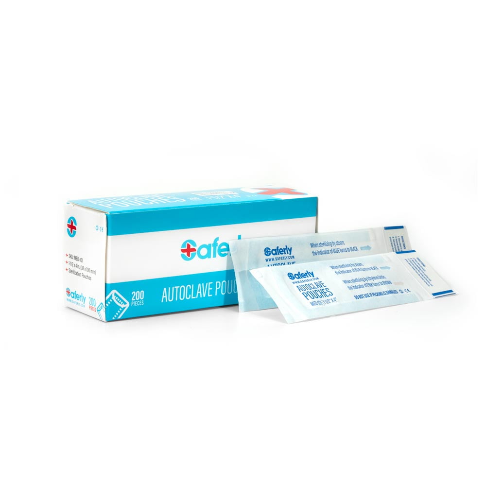 Saferly Sterilization Self Seal Autoclave Pouches — 1-1/2" x 4" — Box ...