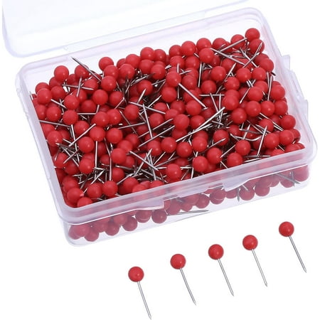 500 Pack Map Push Pins Map Tacks 1/8 Inch Small Size (Red) Red ...
