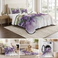 90x96in Quilt Bedding Set, Watercolor Sparrow Bird Lavender Lightweight ...