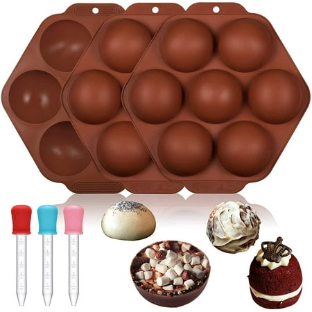 3 Pieces Semi Sphere Silicone Molds 7-Cavity Round Silicone Baking Mold ...