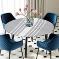 Abstract White Striped Round Table Cover, Simple Gray Background ...