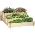 Outsunny 3-Tier Garden Bed - 5 Sections, Elevated Wood Planter, Outdoor ...