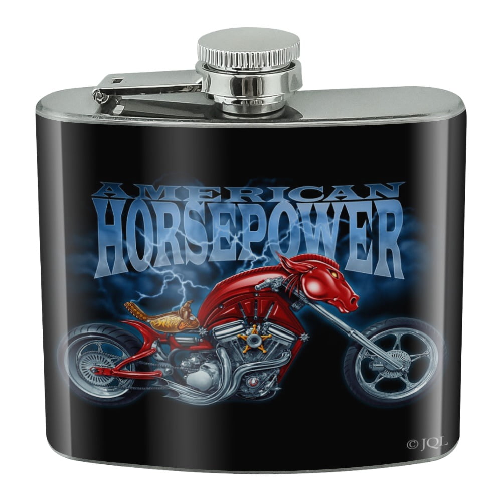 American Horsepower Biker Motorcycle Chopper Stainless Steel 5oz Hip ...