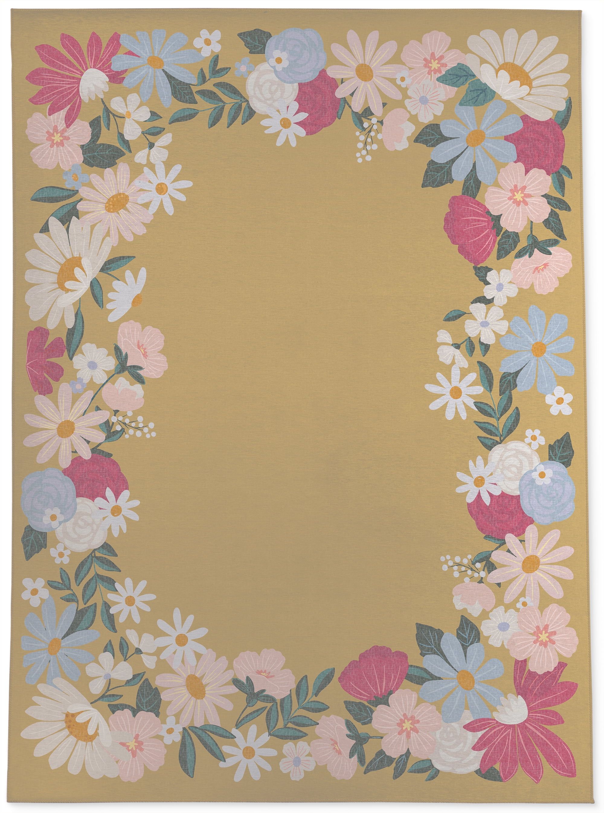 FLOWER BORDER GOLD BLEED Kitchen Mat By Kavka Designs - Walmart.com