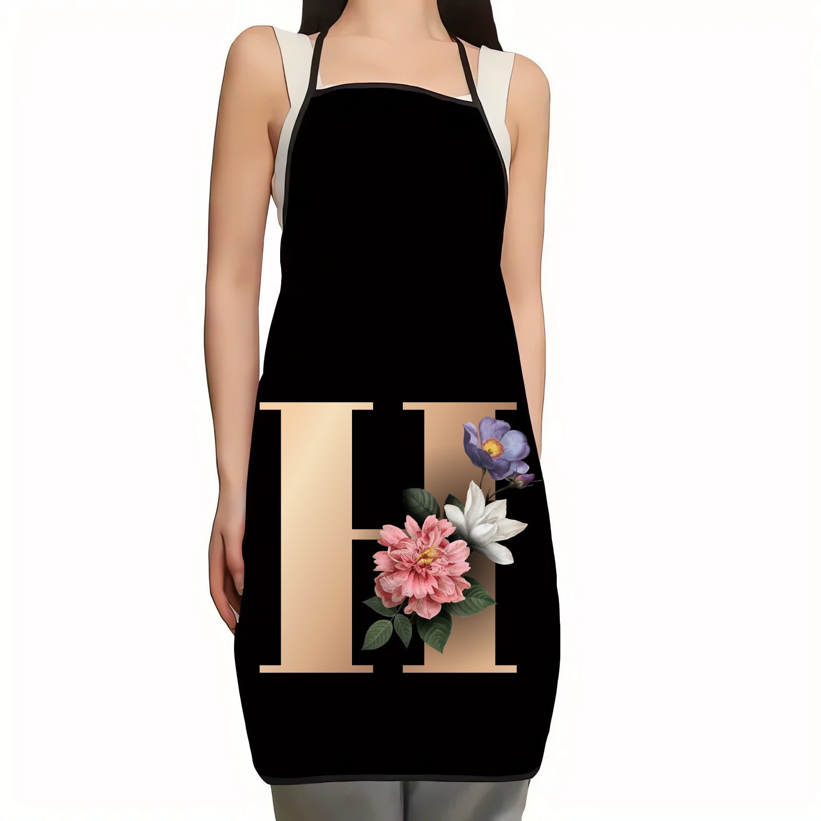 Egnmcr Apron Flower Letter Pattern Kitchen Fouling Apron Letter Print Series Apron Apron Apron 11.7×3.9×0.98 In