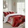 4 Piece Duvet Cover Set Full, Abstract Liquid Red White Soft Breathable ...