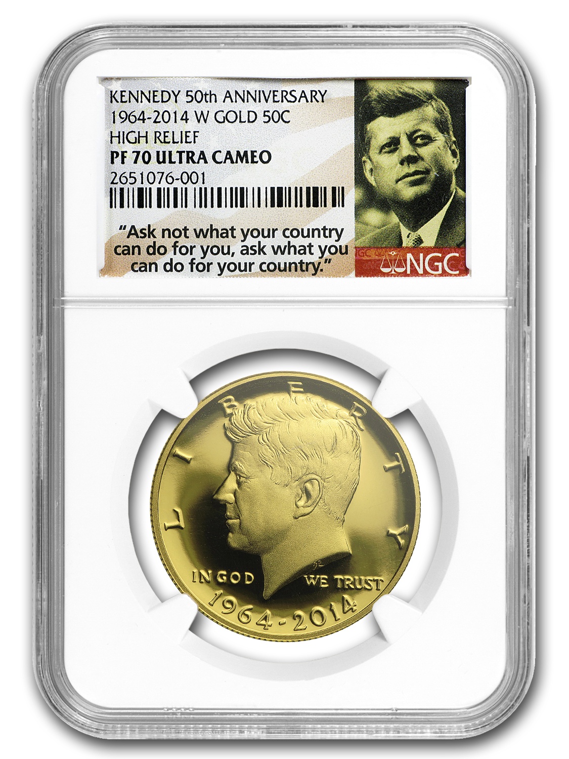 U S Mint 2014 W 3 4 Oz Gold Kennedy Half Dollar Commem PF 70 NGC