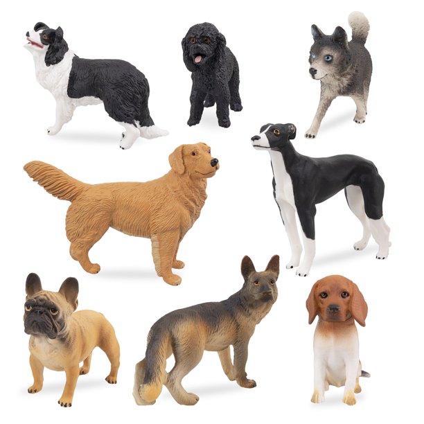 TOYMANY 8PCS Dog Figurines Toy Set, Realistic Detailed Plastic Dog ...
