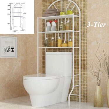 HomGarden 3-Shelf Bathroom Storage Rack, Over Toilet Space Saver, White ...