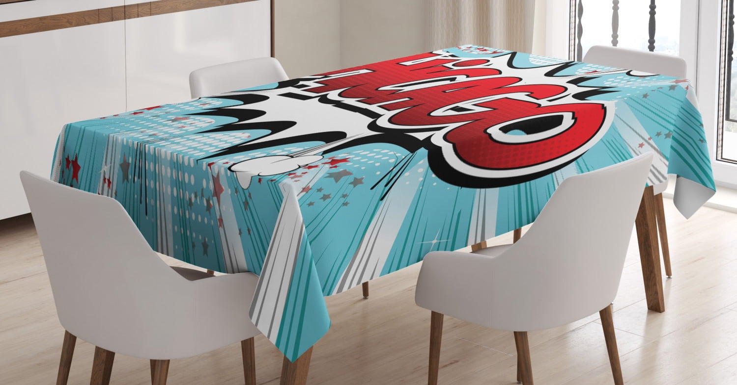 Illinois Tablecloth, Comic Strip Style Chicago Lettering Pop Art Style ...