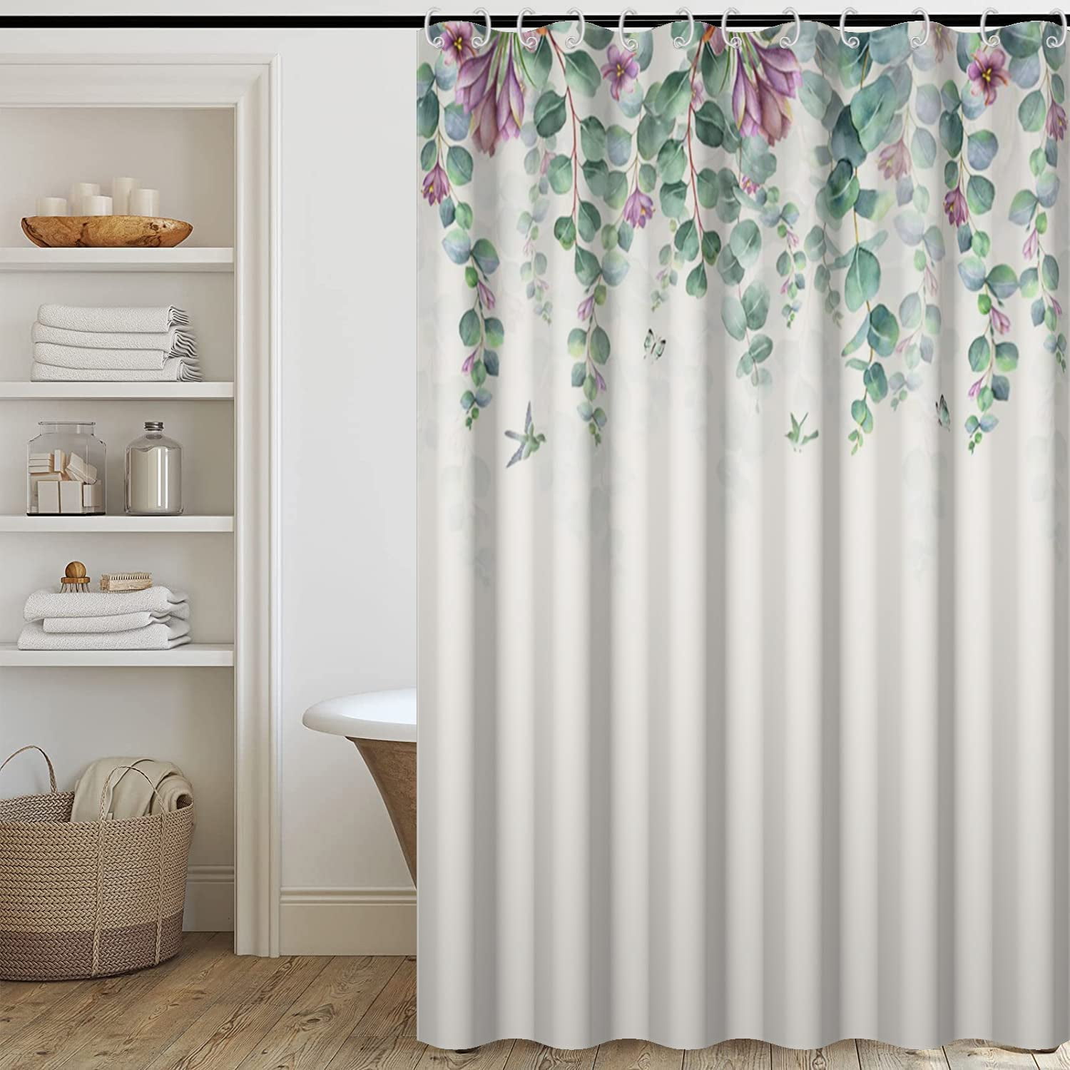 Sage Green Eucalyptus Shower Curtain Tropical Leaf Shower Curtain for ...