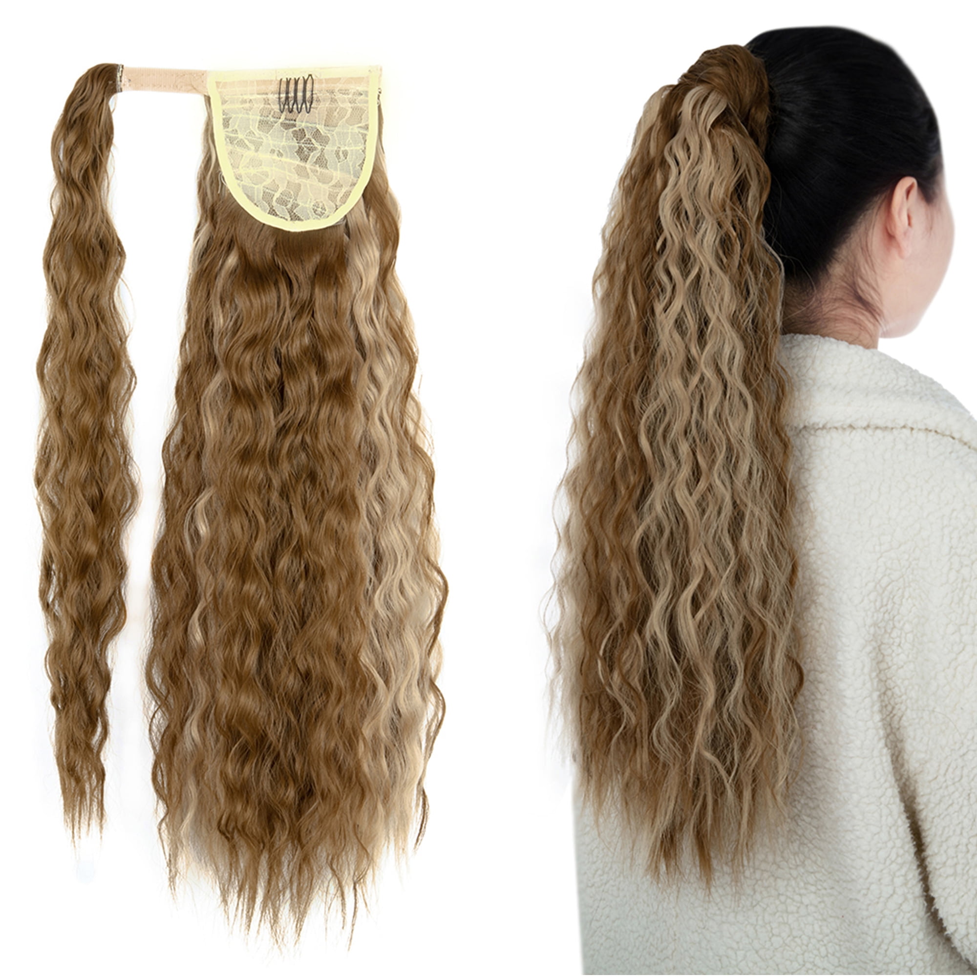 SAYFUT 22 Inches Invisible Ponytail Extensions Pony Tail Wrap Around ...