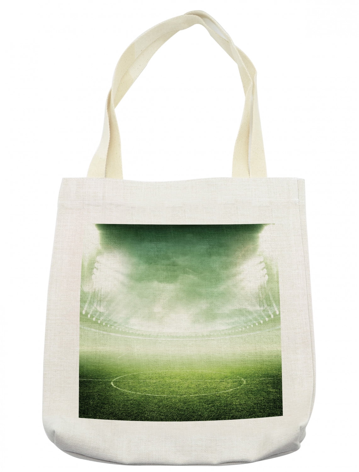Soccer Tote Bag, Pattern of Stadium at Night View Football Arena ...