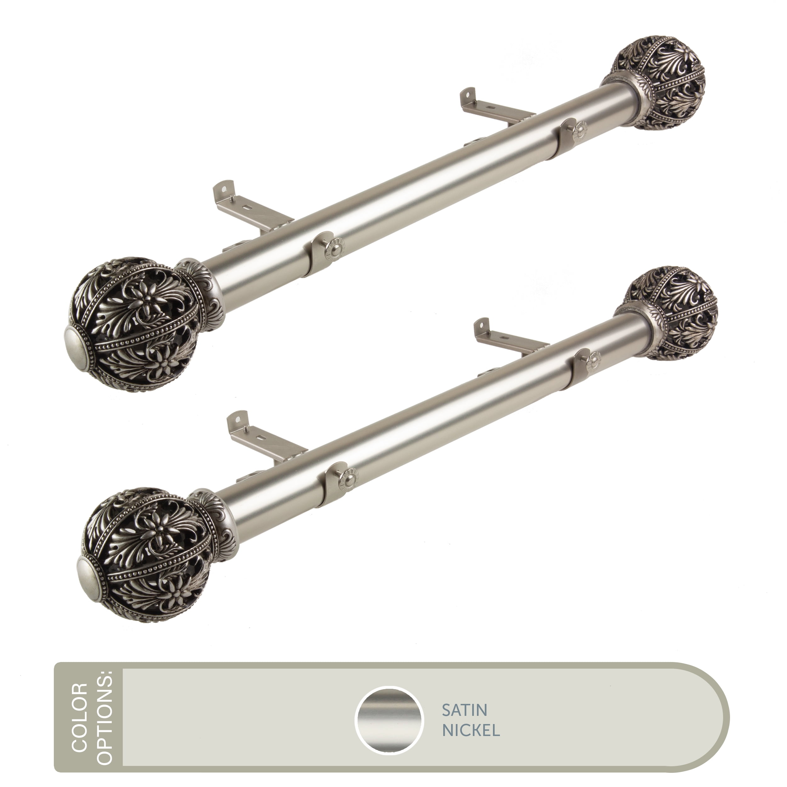 Lennox 1.5" Side Curtain Rod 18 inch Long (Set of 2) - Satin Nickel ...