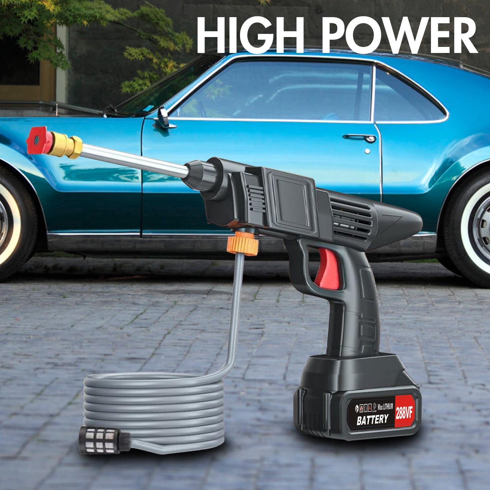 Cordless High Pressure Water Spray 288VF Electric Car Wash Gun Portable ...