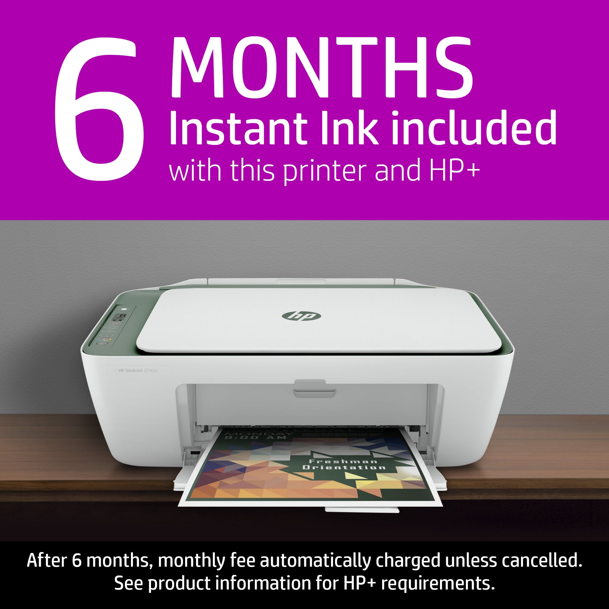 HP DeskJet 2742e Wireless Color All-in-One Inkjet Printer (Green Matcha) With 6 Months Instant ...
