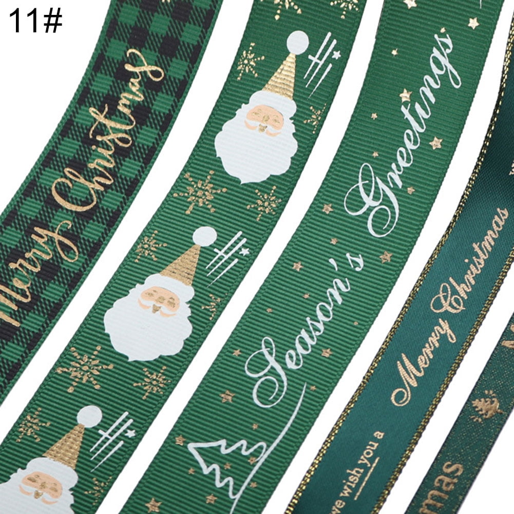 Xmas Ribbon,5pcs Colorful Christmas Theme Ribbon Bundle for Gifts ...