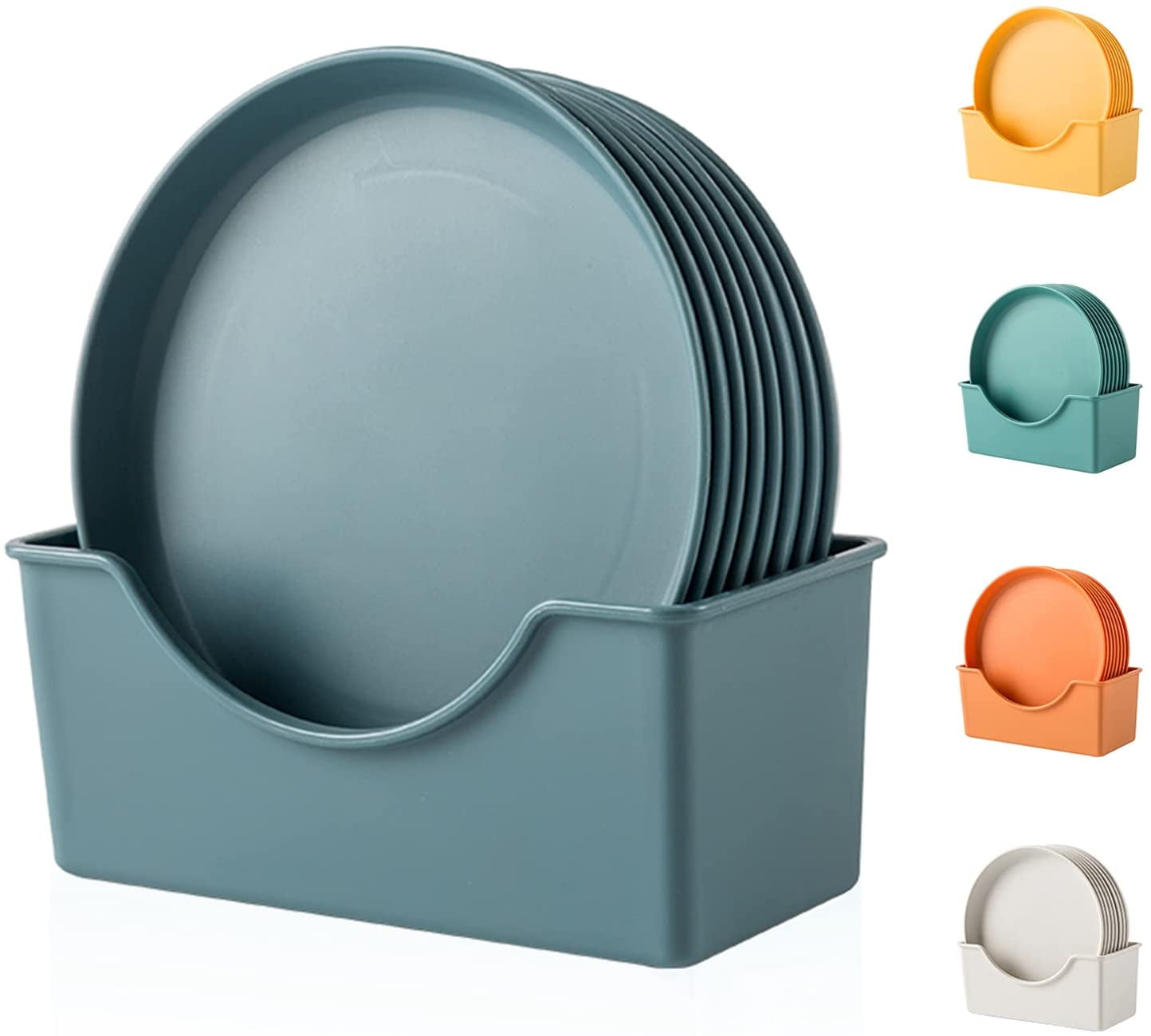 Set Of 8 Round Appetizer Plates With Storage Drainer, Cake Plates ...