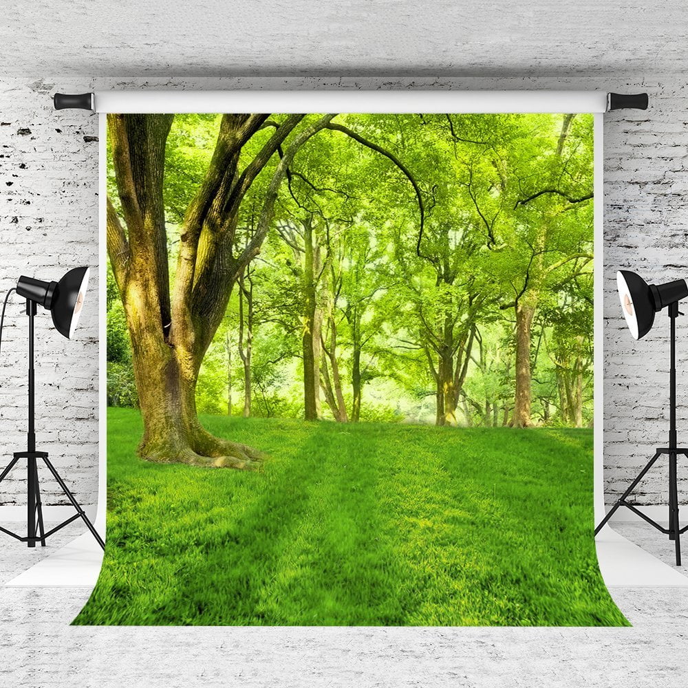 MOHome 5x7ft Spring Forest Photography Backdrop Green Meadow Tree ...