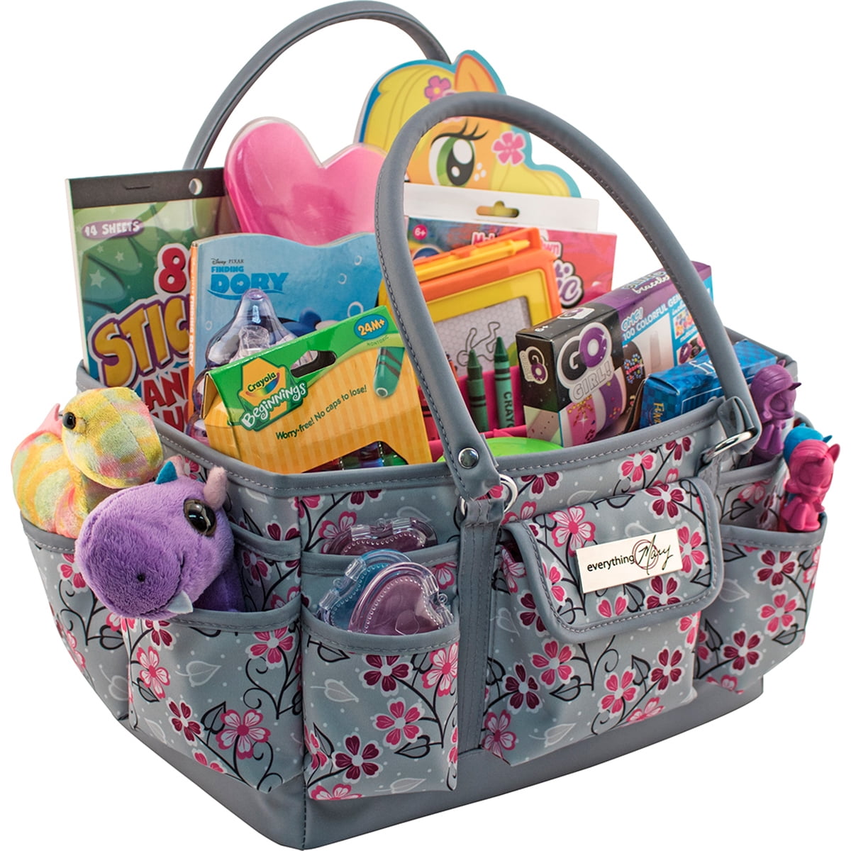 Everything Mary Deluxe Store & Tote Organizer 13.5"X10"X8"-Gray & Pink ...